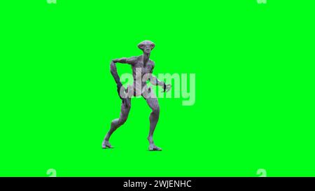 Scary Alien green screen isolate. 3d rendering Stock Photo - Alamy