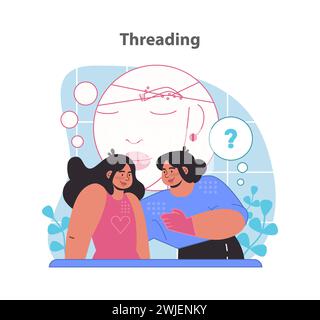 Threading technique showcase. Eyebrow shaping with precision, enhancing ...