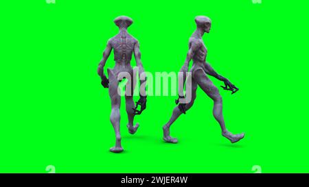 Scary Alien green screen isolate. 3d rendering Stock Photo - Alamy