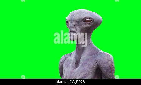 Scary Alien green screen isolate. 3d rendering Stock Photo - Alamy