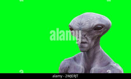 Scary Alien green screen isolate. 3d rendering Stock Photo - Alamy