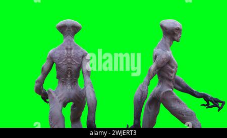 Scary Alien green screen isolate. 3d rendering Stock Photo - Alamy