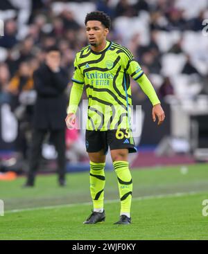 Ethan Nwaneri of Arsenal in action during the Premier League match ...