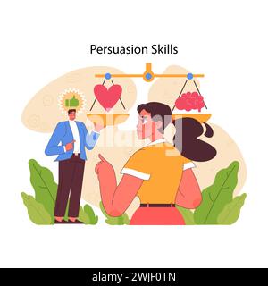 Persuasion skills concept. Animated discussion on values and logic ...