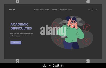 Academic difficulties concept. Distressed student overwhelmed by ...