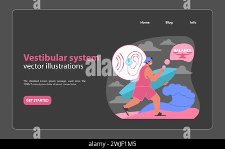 Vestibular system illustration. A man engaging with balance, showcasing ...