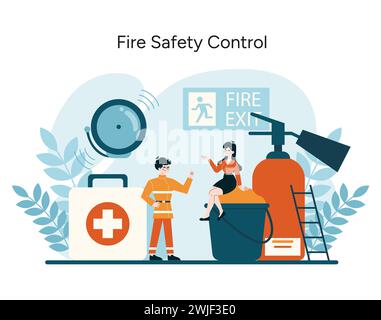 OSHA safety briefing illustration. Workers engage in hazard awareness ...