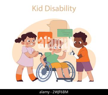 Kid Disability concept. Children with various abilities engaging in ...