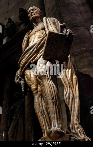 Statue of the flayed Saint Bartholomew from 1562 Milan Cathedral in ...