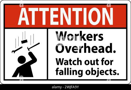 Attention Falling Debris Sign, Workers Overhead Falling Objects Stock ...