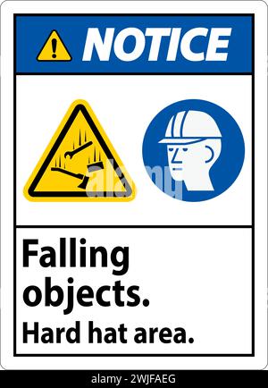 Notice Sign, Falling Objects Hard Hat Area Stock Vector Image & Art - Alamy