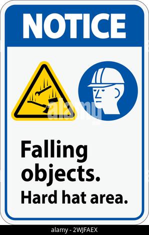 Notice Sign, Falling Objects Hard Hat Area Stock Vector Image & Art - Alamy
