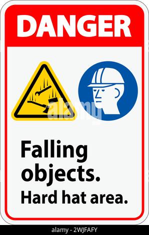 Danger Sign, Falling Objects Hard Hat Area Stock Vector Image & Art - Alamy