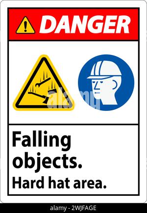 Danger Sign, Falling Objects Hard Hat Area Stock Vector Image & Art - Alamy