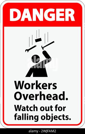Danger Falling Debris Sign, Workers Overhead Falling Objects Stock ...