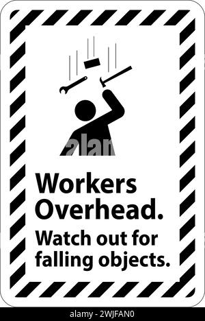 Warning Falling Debris Sign, Workers Overhead Falling Objects Stock ...