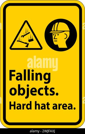 Warning Sign, Falling Objects Hard Hat Area Stock Vector Image & Art ...