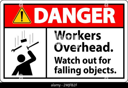 Danger Falling Debris Sign, Workers Overhead Falling Objects Stock ...