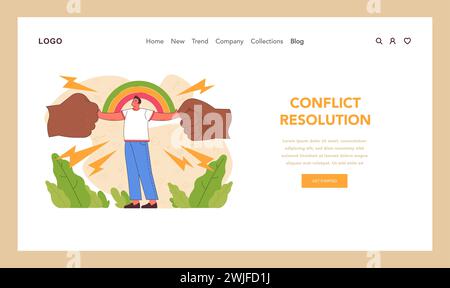Conflict resolution concept. Individual mediates between opposing ...
