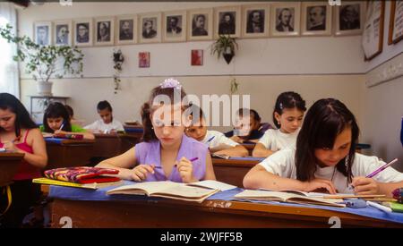 Romania, Bucharest, primary school class during a geography lesson ...