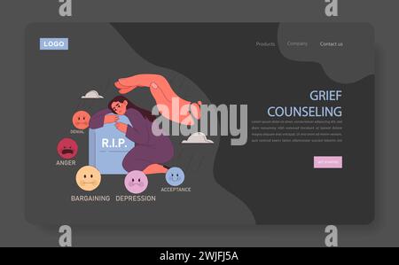 Stages of grief psychological concept, denial, anger, bargaining ...