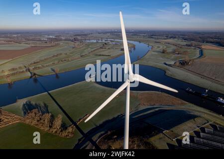 Blades of wind turbine marking the intersection of river IJssel and ...
