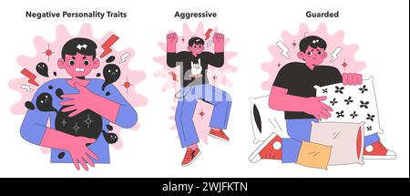 Guarded Personality concept. Illustration of an individual with a ...