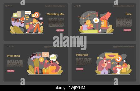 Marketing Strategies set. Engaging visuals for target audience analysis. Segmentation ...