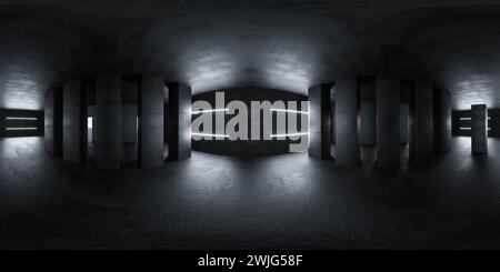 Dark Room With Multiple Wall Lights 360 panorama vr environment map ...
