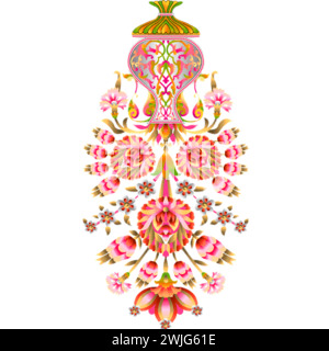 Tribal beautiful abstract seamless colorful round pattern with flowers ...