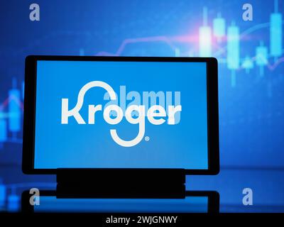 In this photo illustration The Kroger Co. logo is seen displayed on a ...