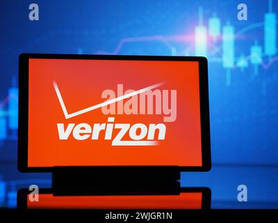In this photo illustration, a Verizon Communications Inc. logo seen ...