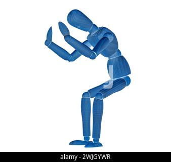 wooden mannequin in thinking pose on white background Stock Photo - Alamy