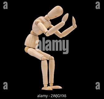Wooden mannequin in thinking pose with quesion marks - Concept of ...