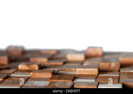 natural wooden mosaics tiles, wood cubes wall cladding, interior design ...