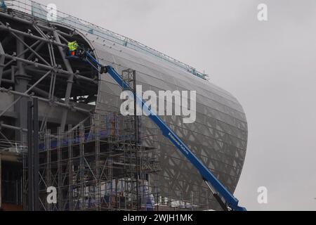 Barrel cladding on Bramley Moore dock Stock Photo - Alamy