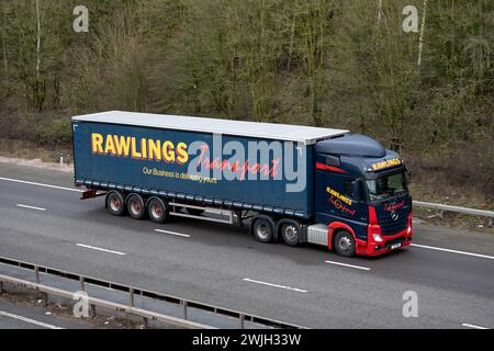 Rawlings Transport Mercedes lorry on the M40 motorway, Warwickshire, UK ...