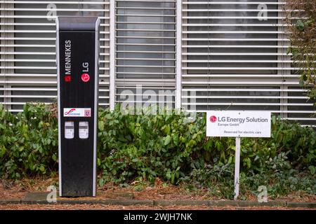 LG Energy Solution charging station, Advertising banner in parking lot ...