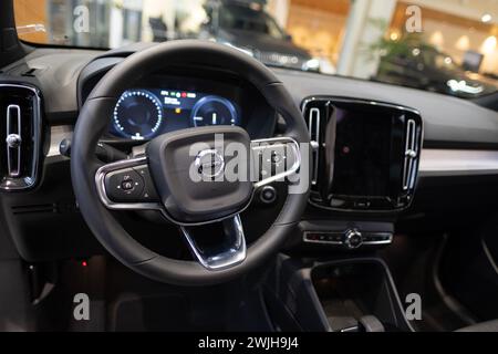 steering wheel, Driver's column, cockpit of volvo xc40 Recharge car ...