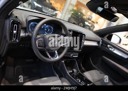 steering wheel, Driver's column, cockpit of volvo xc40 Recharge car ...