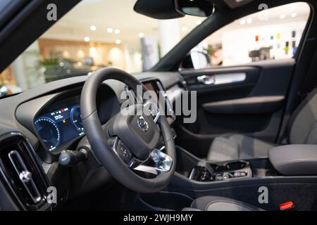 Interior, cockpit of volvo xc40 Recharge car, digital panel ...