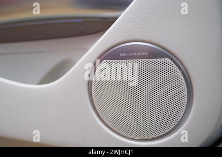 part of Interior of Genesis GV60 Electric Car, Bang Olufsen panel Top ...