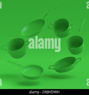 Set of flying stainless steel stewpot, frying pan and chrome plated ...