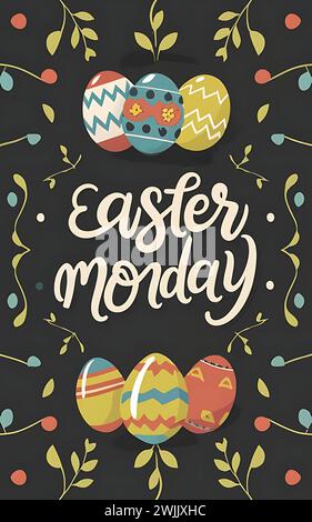 celebrated Easter monday poster template design with egg background ...