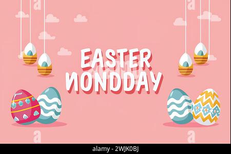 celebrated Easter monday poster template design with egg background ...