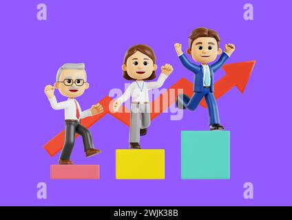 Business men and women are making a leap on the graph chart Stock Photo ...