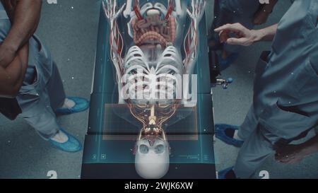 Multiethnic surgical team work in operating room using futuristic ...