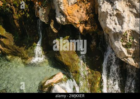 Waterfalls at Kourtaliotiko Gorge (Asomatos Gorge) in Crete, Greece ...