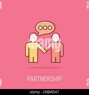 Greetings gesture icon in comic style. People handshake cartoon vector ...