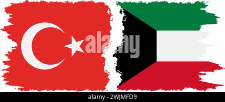 Turkey and Kuwait grunge flags connection, vector Stock Vector Image ...